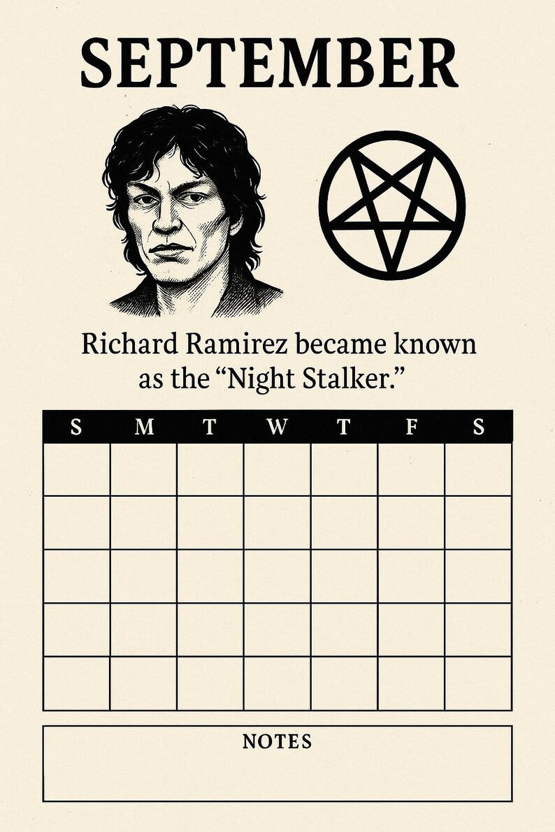 Serial Killer Facts Calendar | Perpetual Gothic True Crime Planner | 12 ...