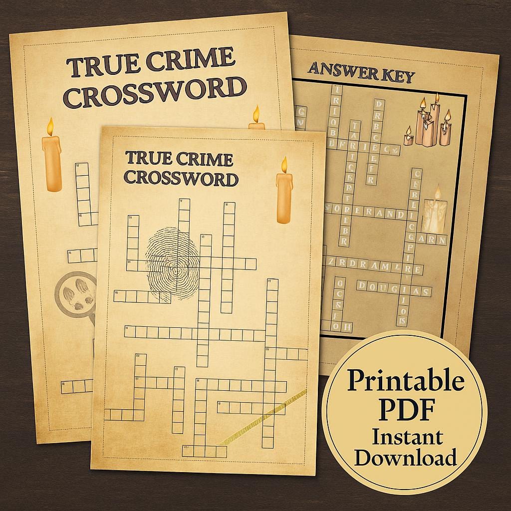 True Crime Crossword Puzzle – Printable Serial Killer & Forensic Trivia ...