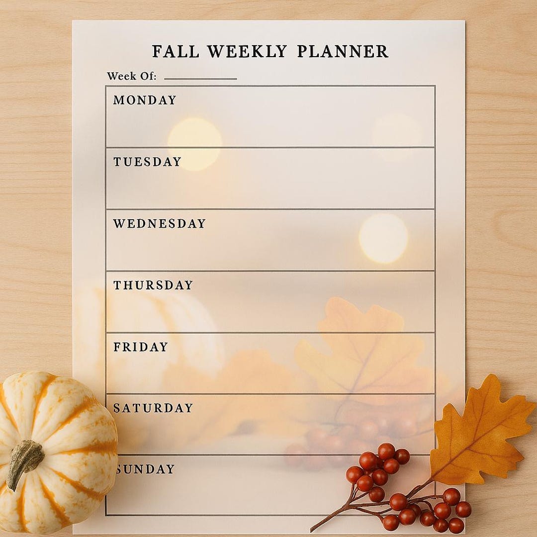 Fall Weekly Planner Printable | Autumn Aesthetic Undated Weekly Planner ...