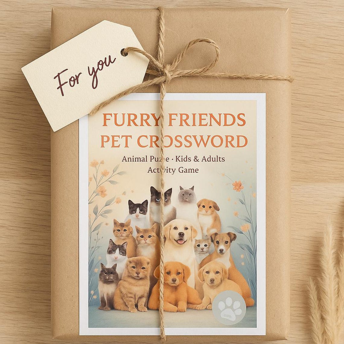 Pet Crossword Printable A5 & Letter • Furry Friends Animal Puzzle •kids ...