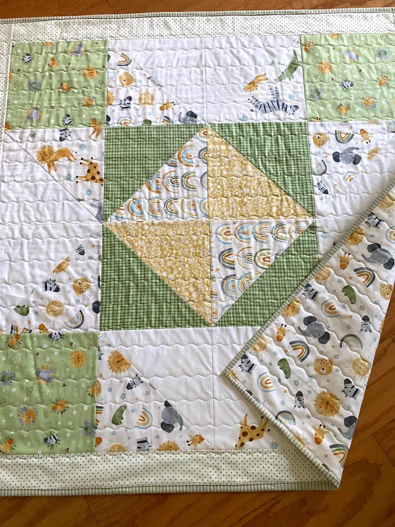 Baby Patchwork Quilt: Sunny Safari Morning Star Design, 40x40 - Etsy