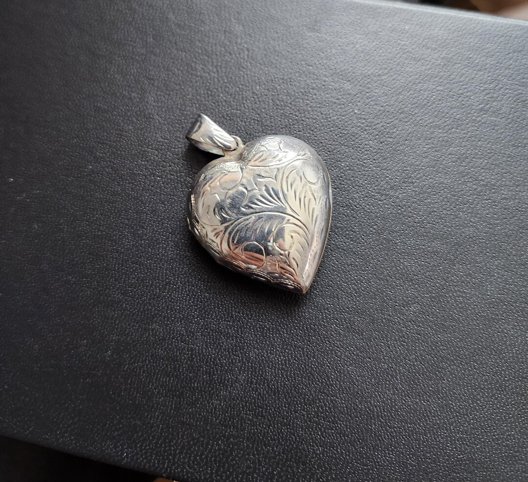 Vintage Etched/engraved Puffy/bubble Heart Locket Pendant 925 Silver - Etsy