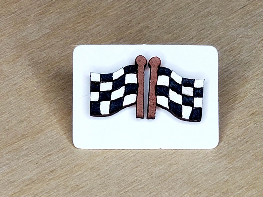 Checkered Flag Studs Earrings Racefans, Race Car, Race Day, Waving ...