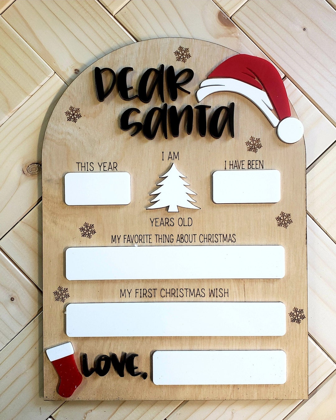 Dear Santa Sign, Dry Erase, Christmas Photo Prop, Christmas List, Wish ...