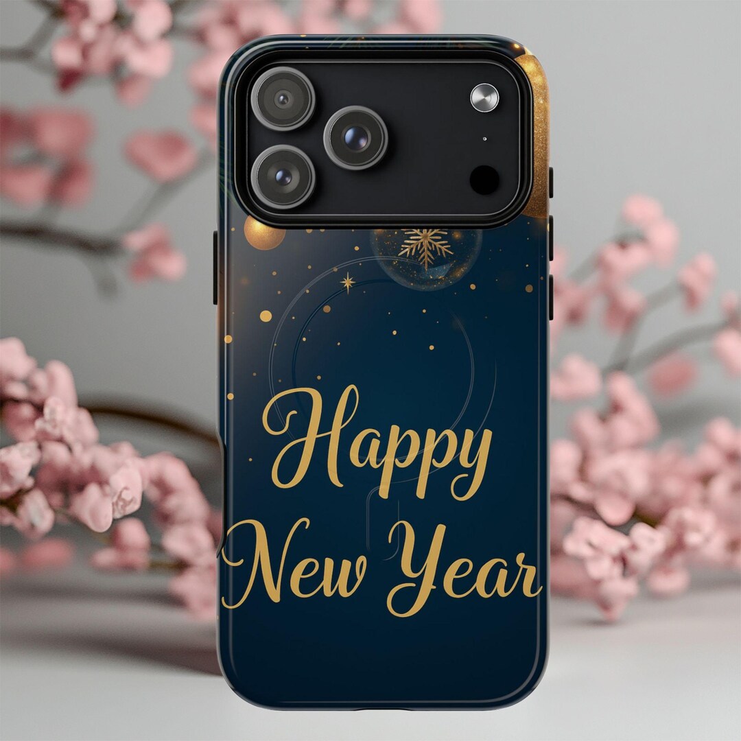 Blue and Gold Happy New Year Phone Case, Holiday Design - Etsy