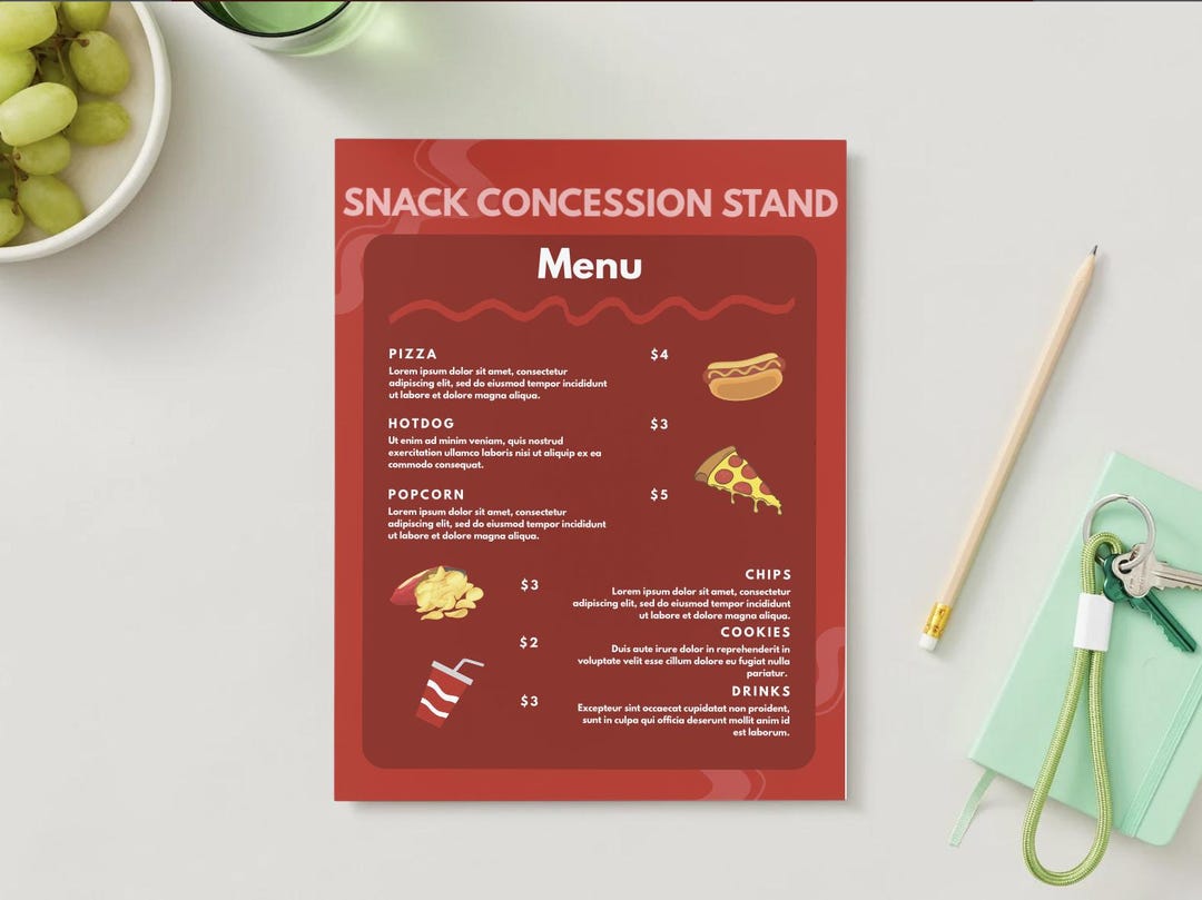 Postconcession Stand Menu Template