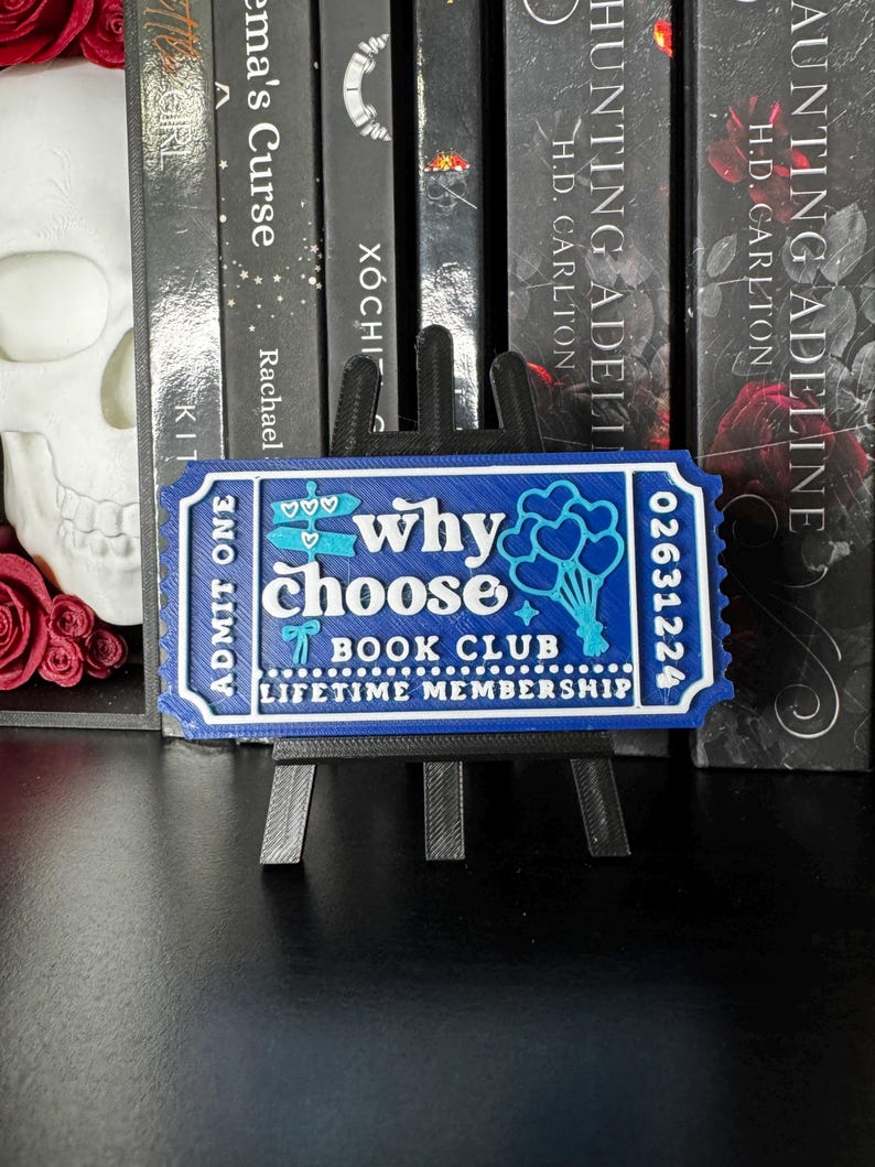 Movie Ticket Bookshelf Decor | Personalized Book Club Shelf Sign | 3D ...