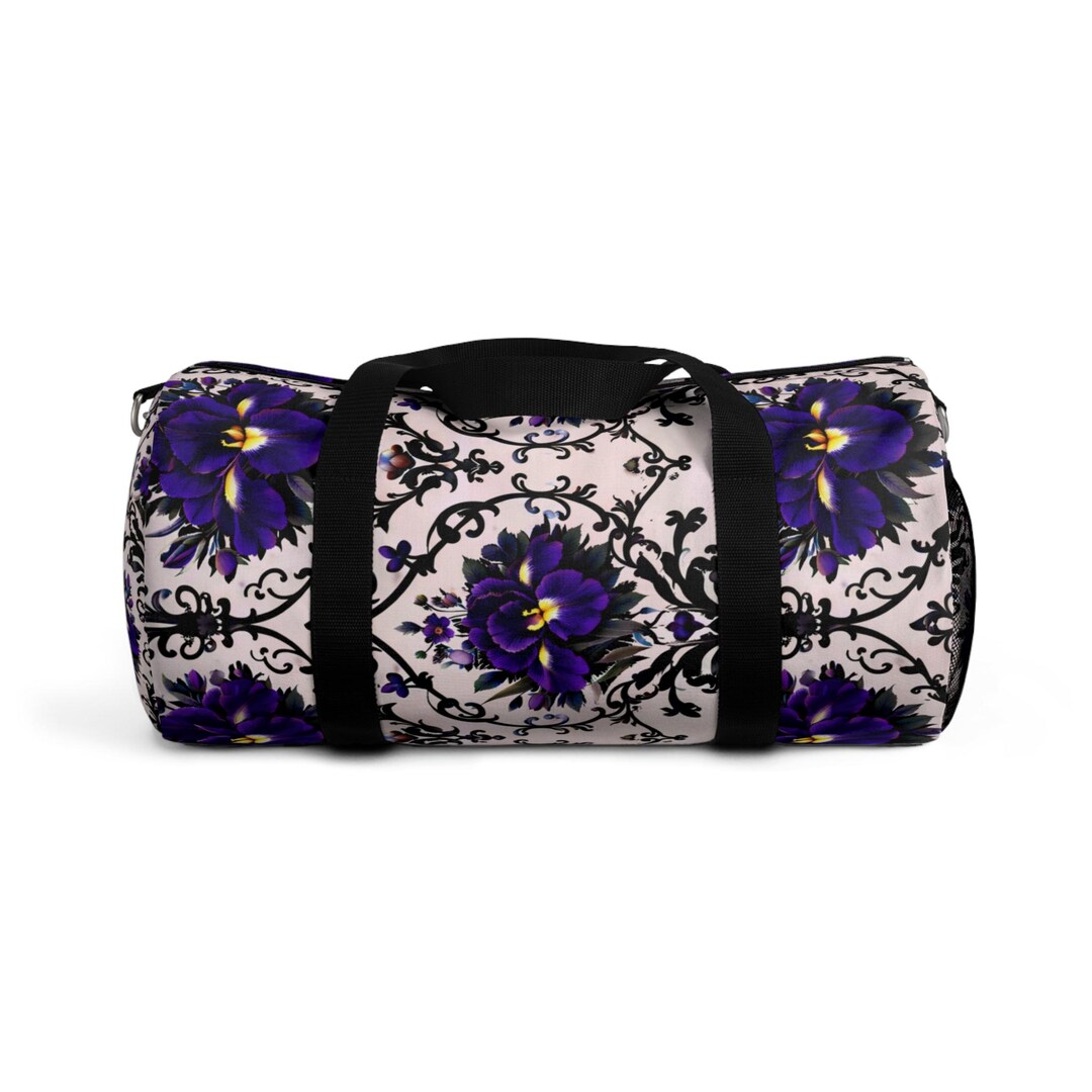 Purple Floral Damask Duffel Bag | Violet Flower Travel Bag - Etsy