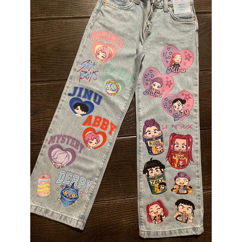 Custom K-pop Demon Hunters Jeans | Kawaii Streetwear / Costume Birthday ...