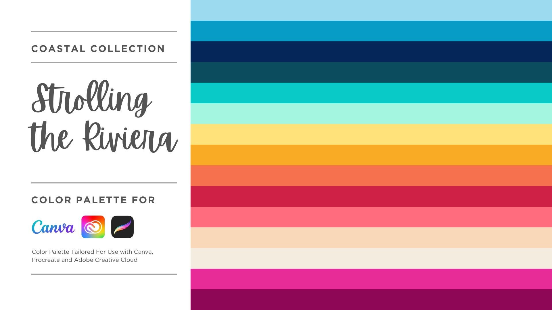 Strolling the Riviera Color Palette / Wedding Color Palette / Brand ...