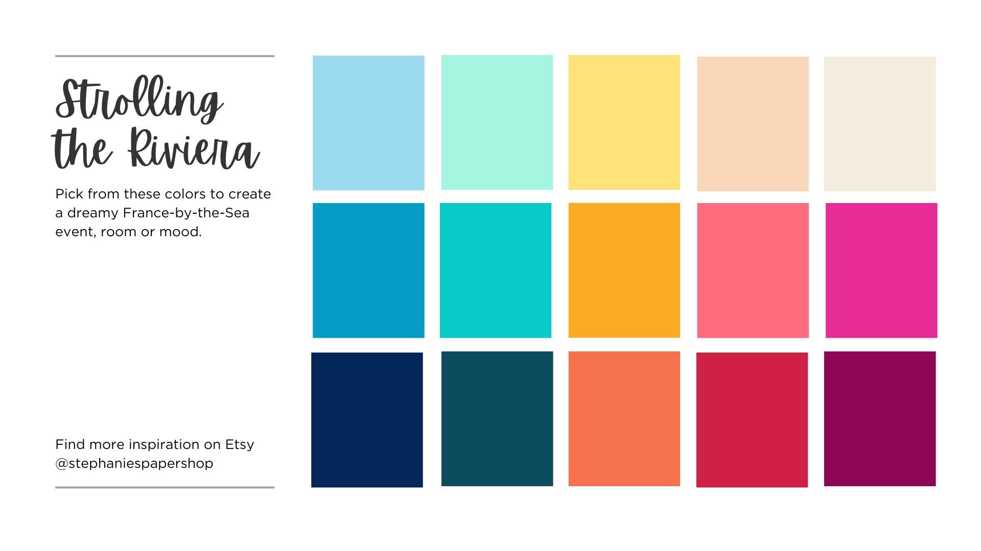 Strolling the Riviera Color Palette / Wedding Color Palette / Brand ...