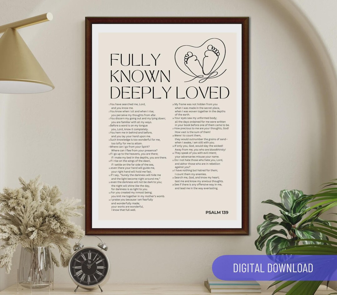 Psalm 139 Fully Known Deeply Loved Line Art Fearfully Made Bible Verse ...