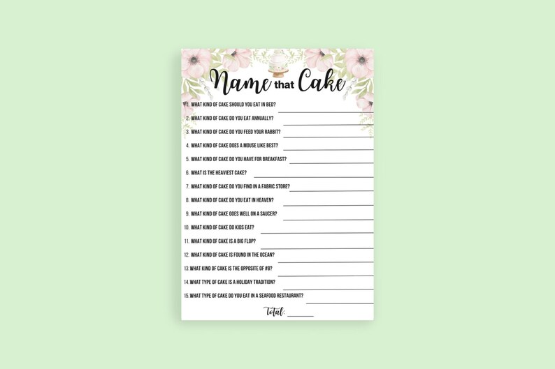 Name That Cake | Bridal Shower Game | Party Game | Instant Download - Etsy