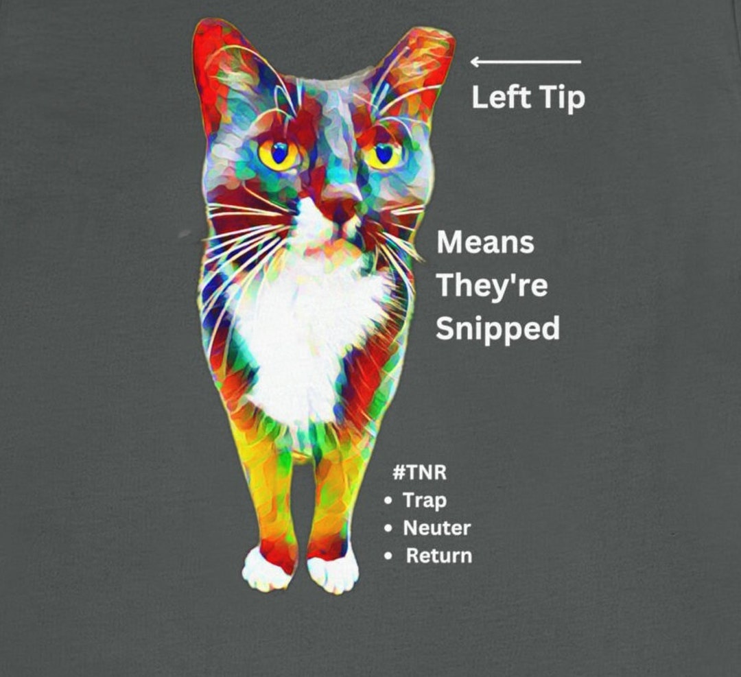 Left Tip Snipped Dark Short Sleeve Cat Tee - Etsy