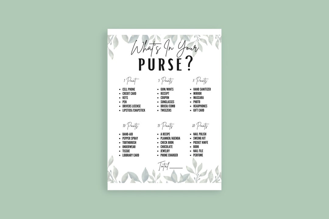 What's in Your Purse | Baby Shower Game | Instant Download - Etsy
