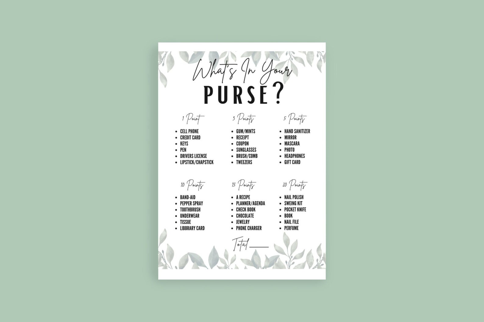What's in Your Purse | Baby Shower Game | Instant Download - Etsy