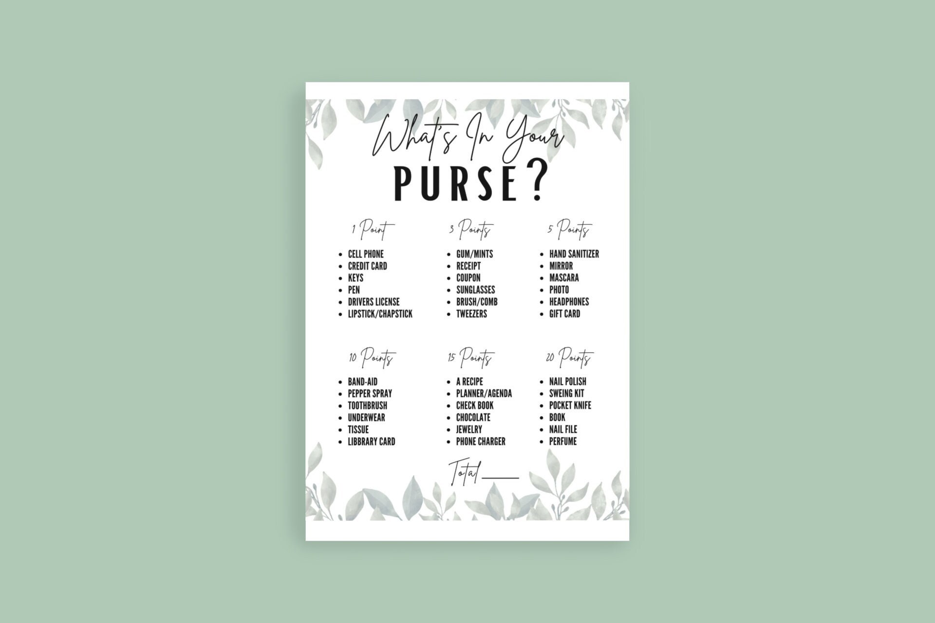 What's in Your Purse | Baby Shower Game | Instant Download - Etsy