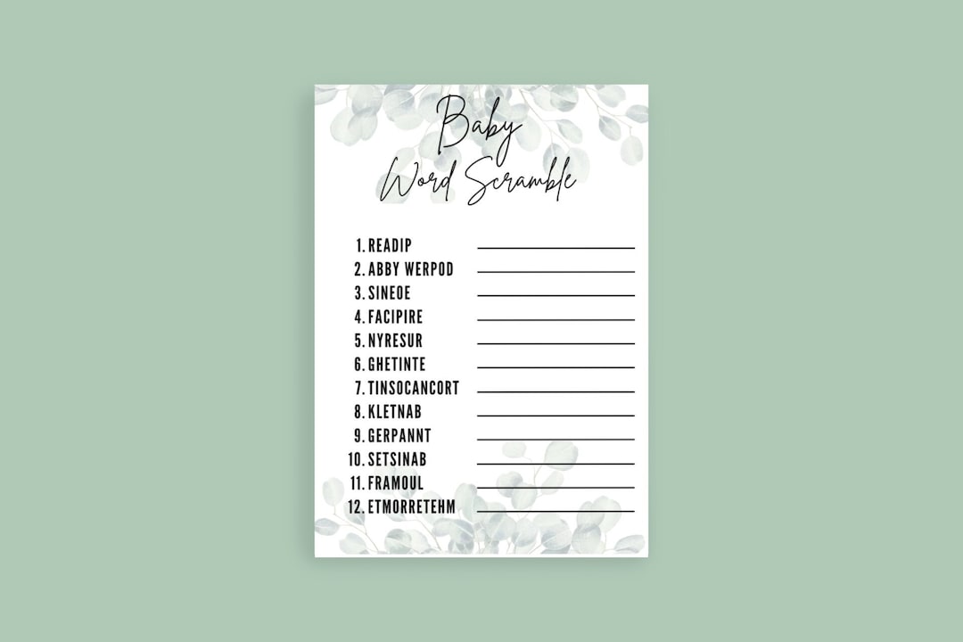Baby Word Scramble | Baby Shower Game | Instant Download - Etsy