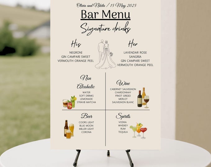 Bar Menu Signature Drinks for Wedding - Etsy Canada