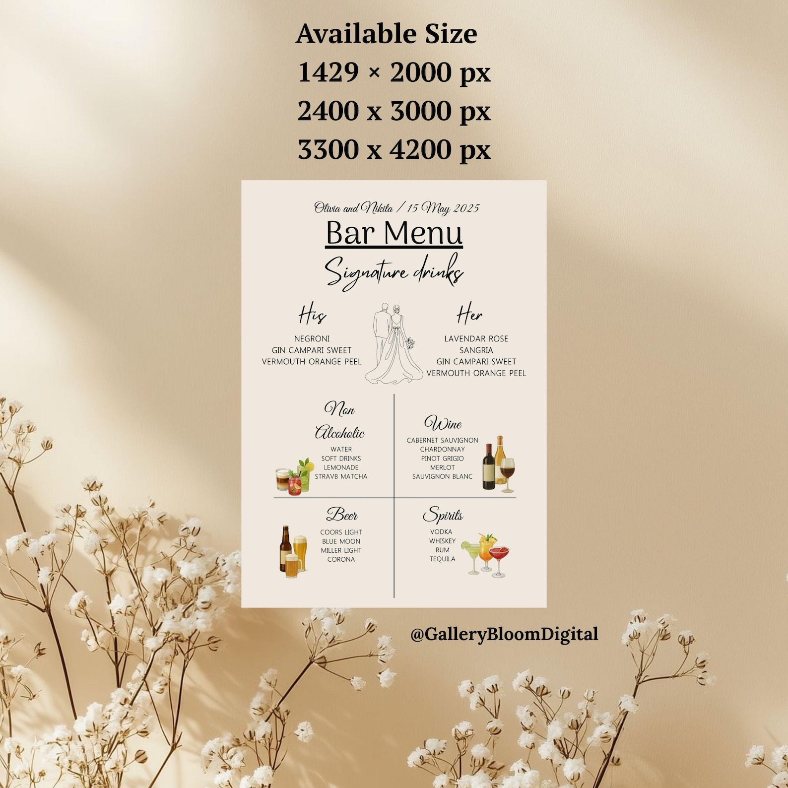 Wedding Bar Menu Template, Editable Signature Drinks Wedding Sign - Etsy