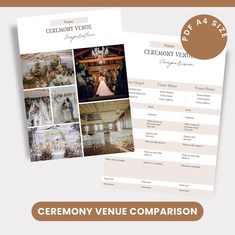 2026 Brides Wedding Venue Planner Printable | Ceremony Reception ...