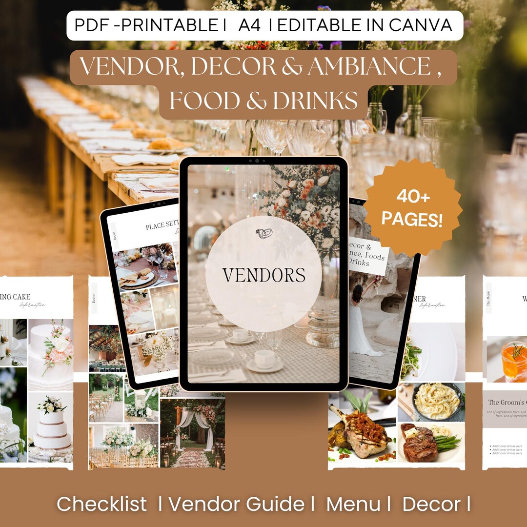 Wedding Supplier Planner Printable | Vendor Tracker + Decor & Catering ...