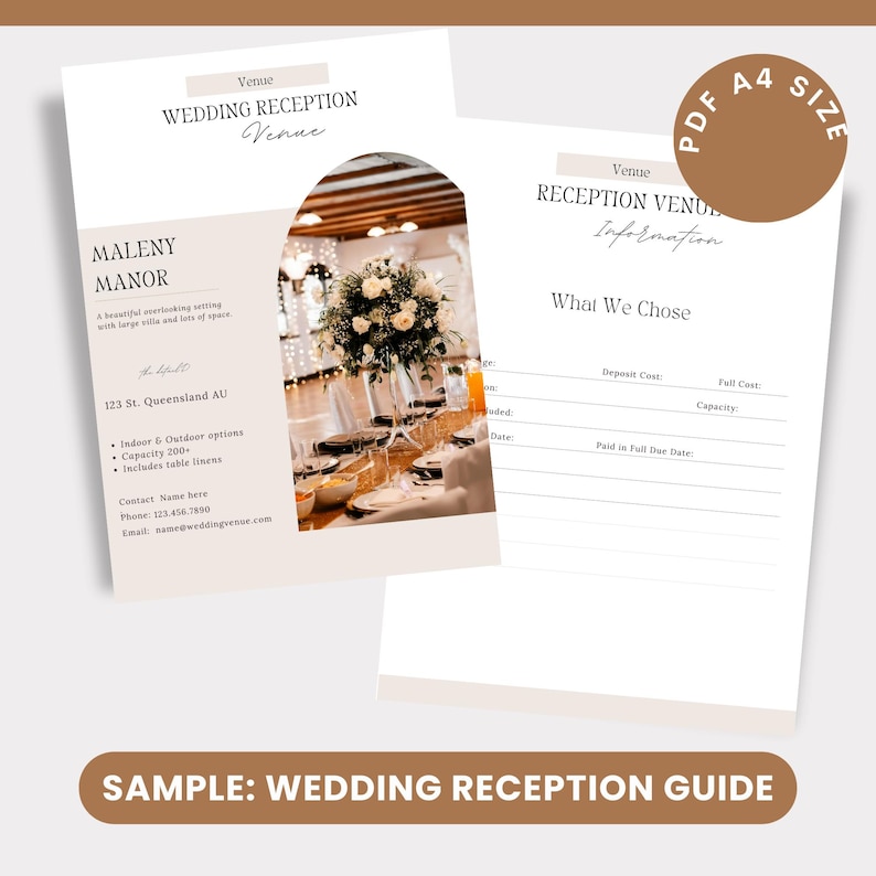 Wedding Venue Planner Editable Template, Ceremony & Reception ...