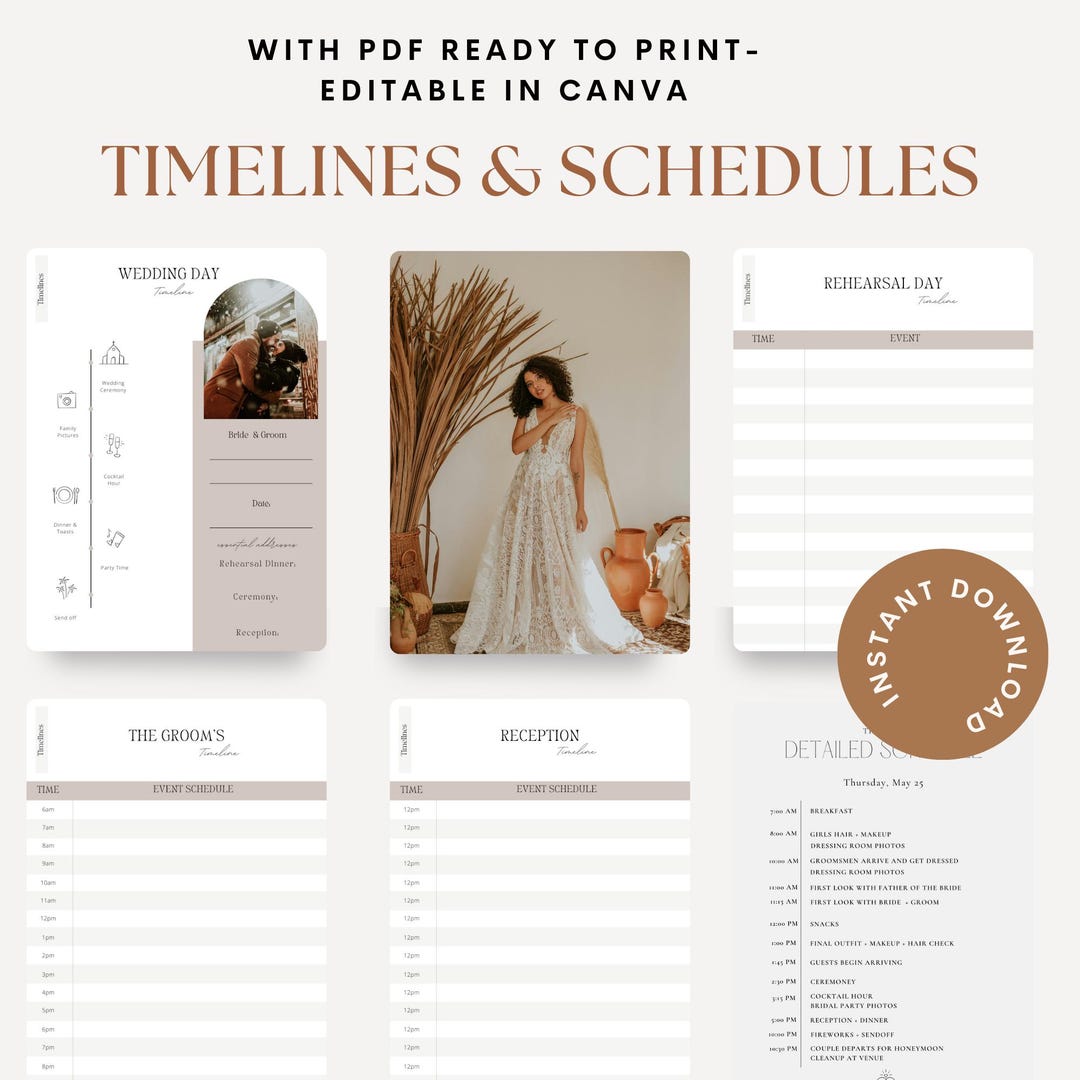 Wedding Timelines, Schedules Planner | Run Sheets and Day-of Organizer ...