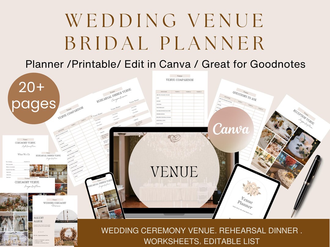 Wedding Venue Planner Editable Template, Ceremony & Reception ...
