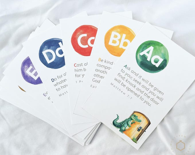 Bible ABC Cards, Alphabet Tracing Cards, Bible Memory Cards for Kids ...