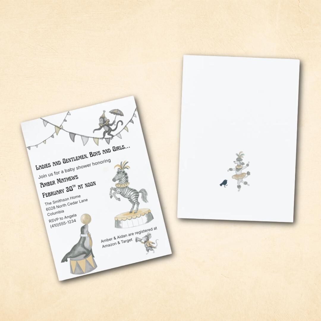Vintage Circus Baby Shower Invitation — Editable in Canva | Neutral ...