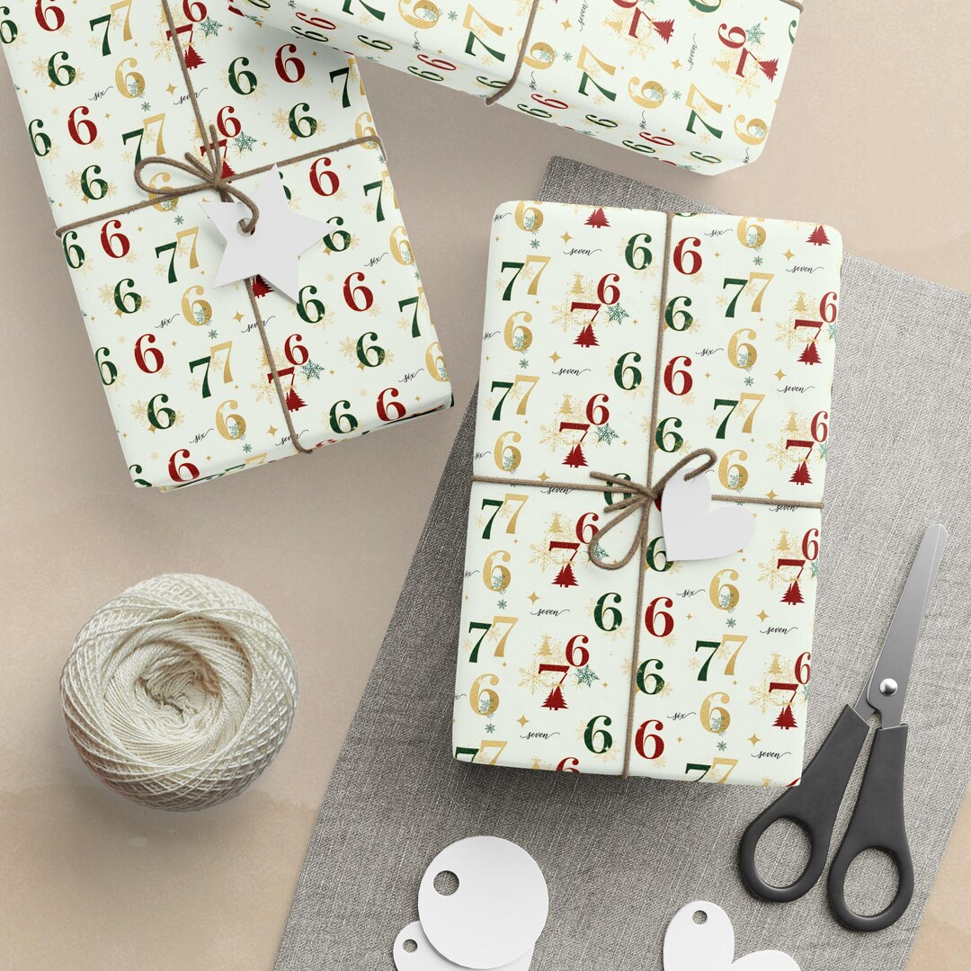 Vintage Six Seven Pattern Wrapping Paper | Holiday Numeric Print - Etsy