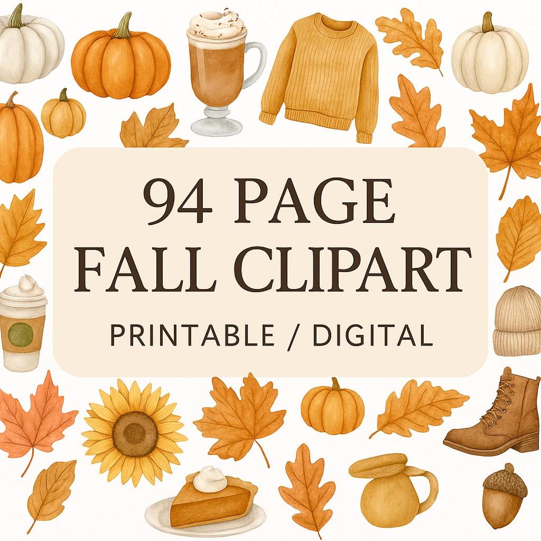 Fall Clipart Bundle | 93-page Autumn PNG Graphics (digital Download) - Etsy