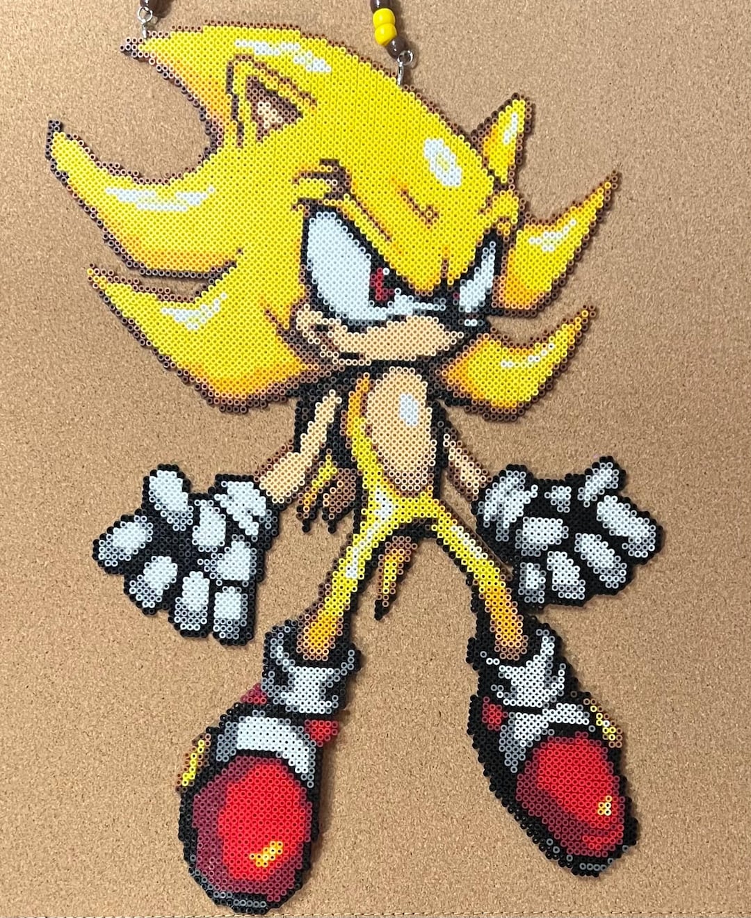 Super Sonic Perler Bead Art, Gold Pixel Decoration (14x10in) - Etsy