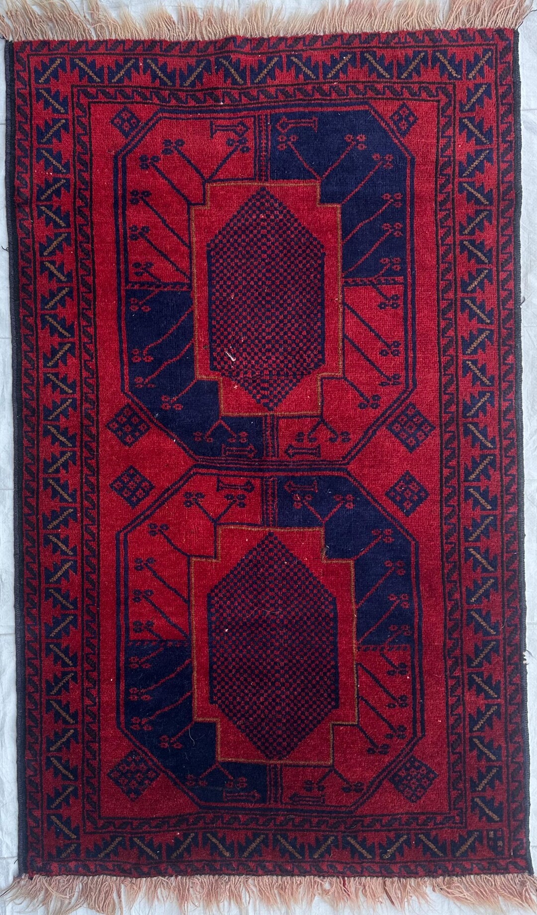 3x5 Red Afghan Wool Rug, Handwoven Antique Area Rug, Baluch Vintage ...