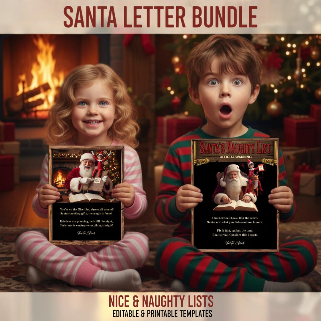 Santa’s Naughty List Warning Letter, Santa’s Nice List Letter, Elf on ...