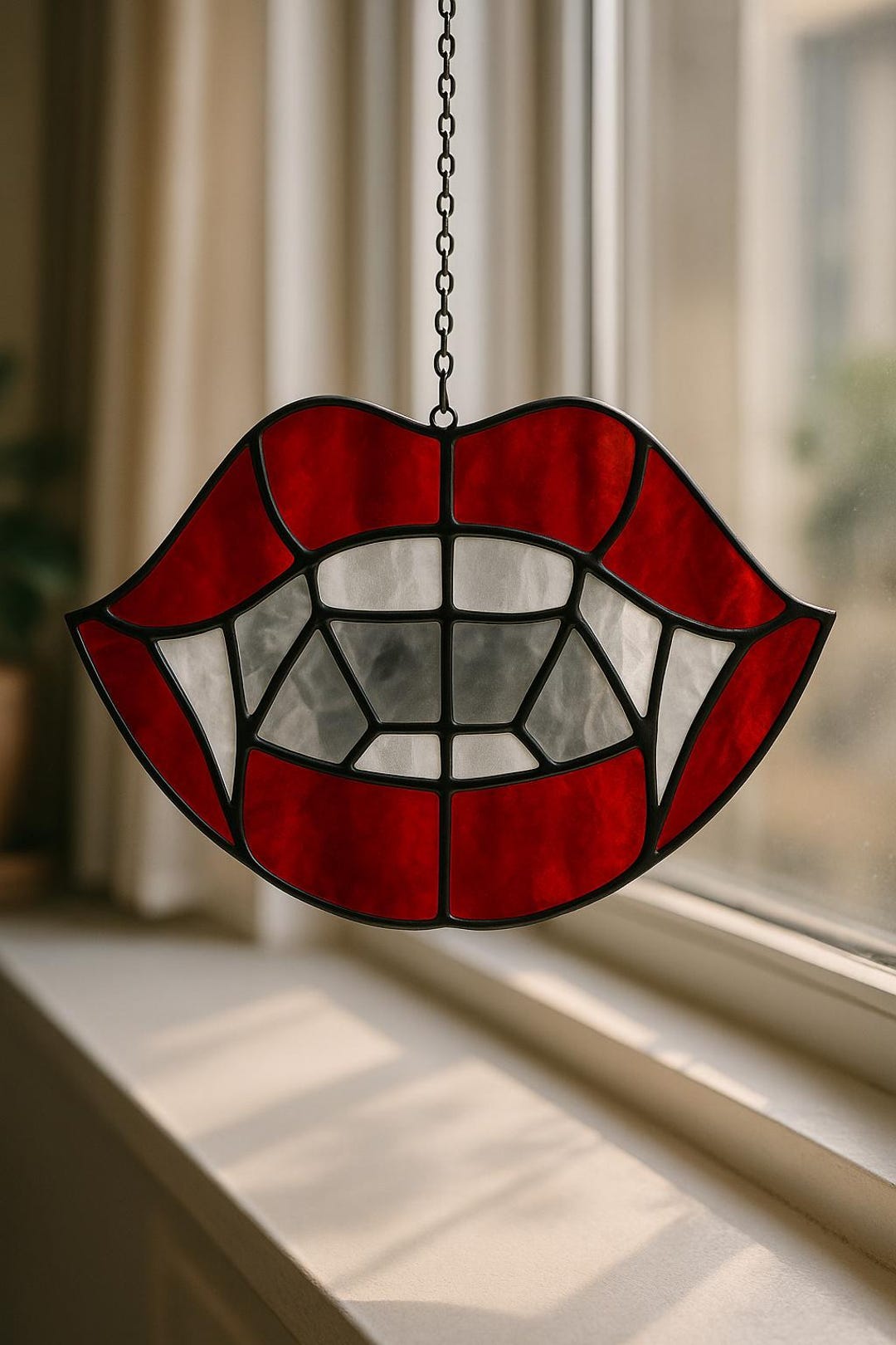 Halloween Stained Glass Suncatcher Pattern: Vampire Lips – PDF & JPG - Etsy