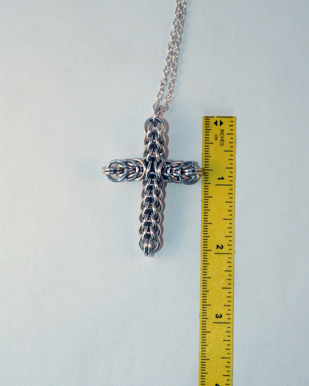 LARGE Chainmaille Cross Pendant Aluminum - Etsy