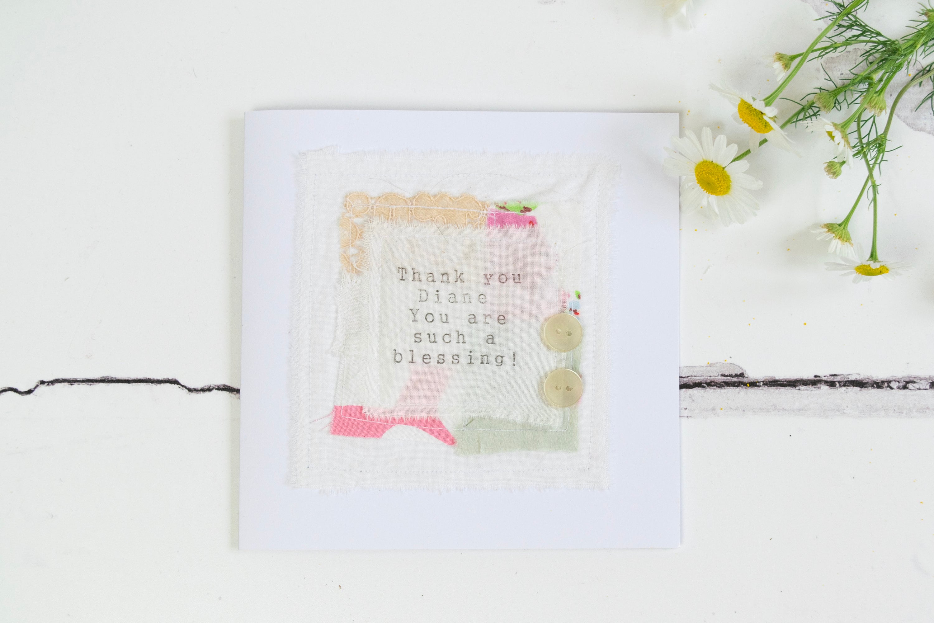 Thank You Personalised Handsewn Fabric Greetings Card - Etsy
