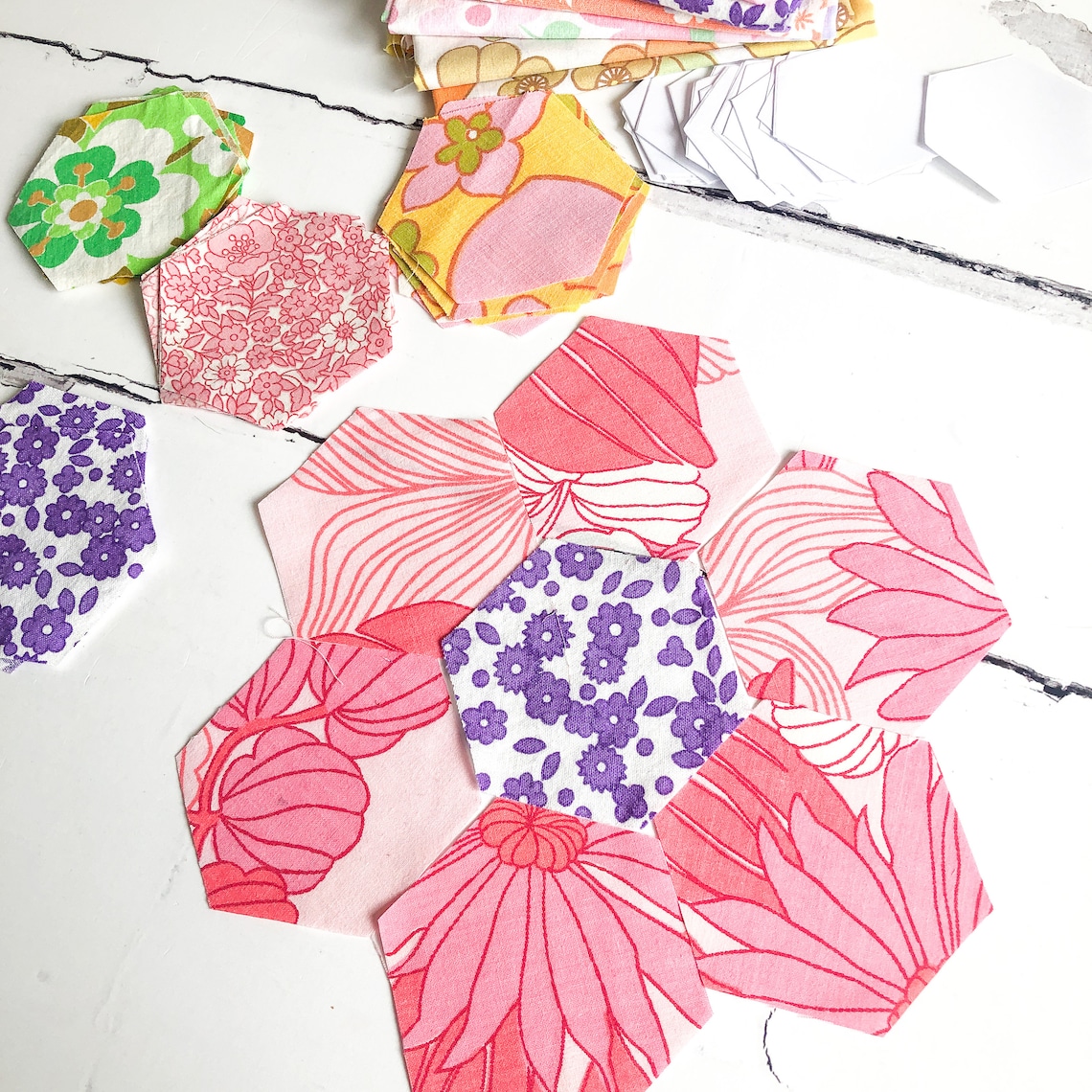 Pack of 70 Pre-cut Vintage Sheet EPP Hexies and Paper - Etsy