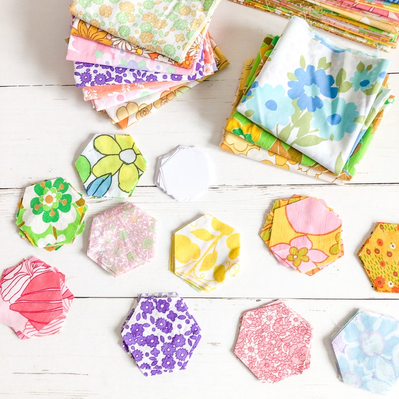 Pack of 70 Pre-cut Vintage Sheet EPP Hexies and Paper - Etsy