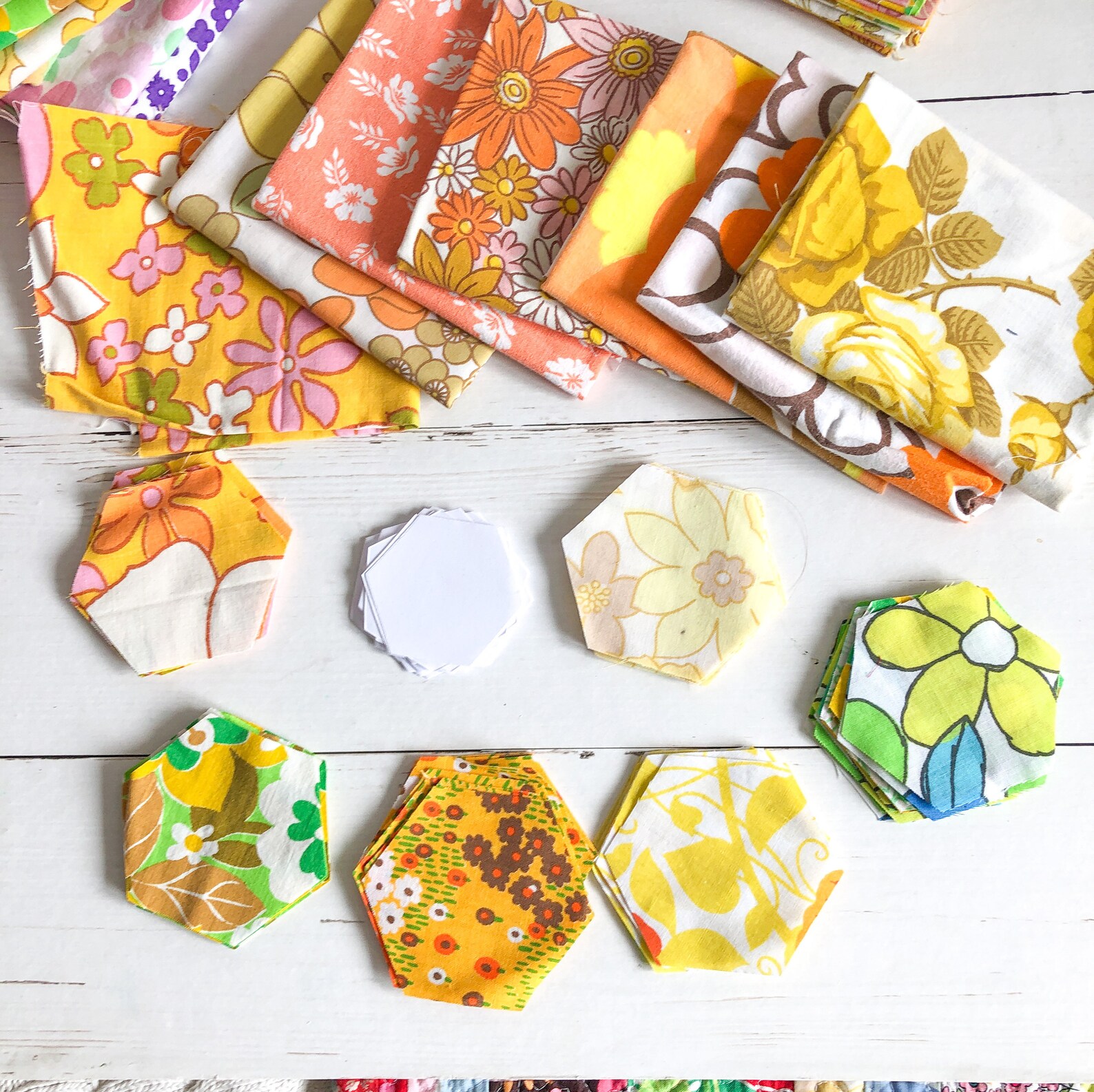 Pack of 70 Pre-cut Vintage Sheet EPP Hexies and Paper - Etsy