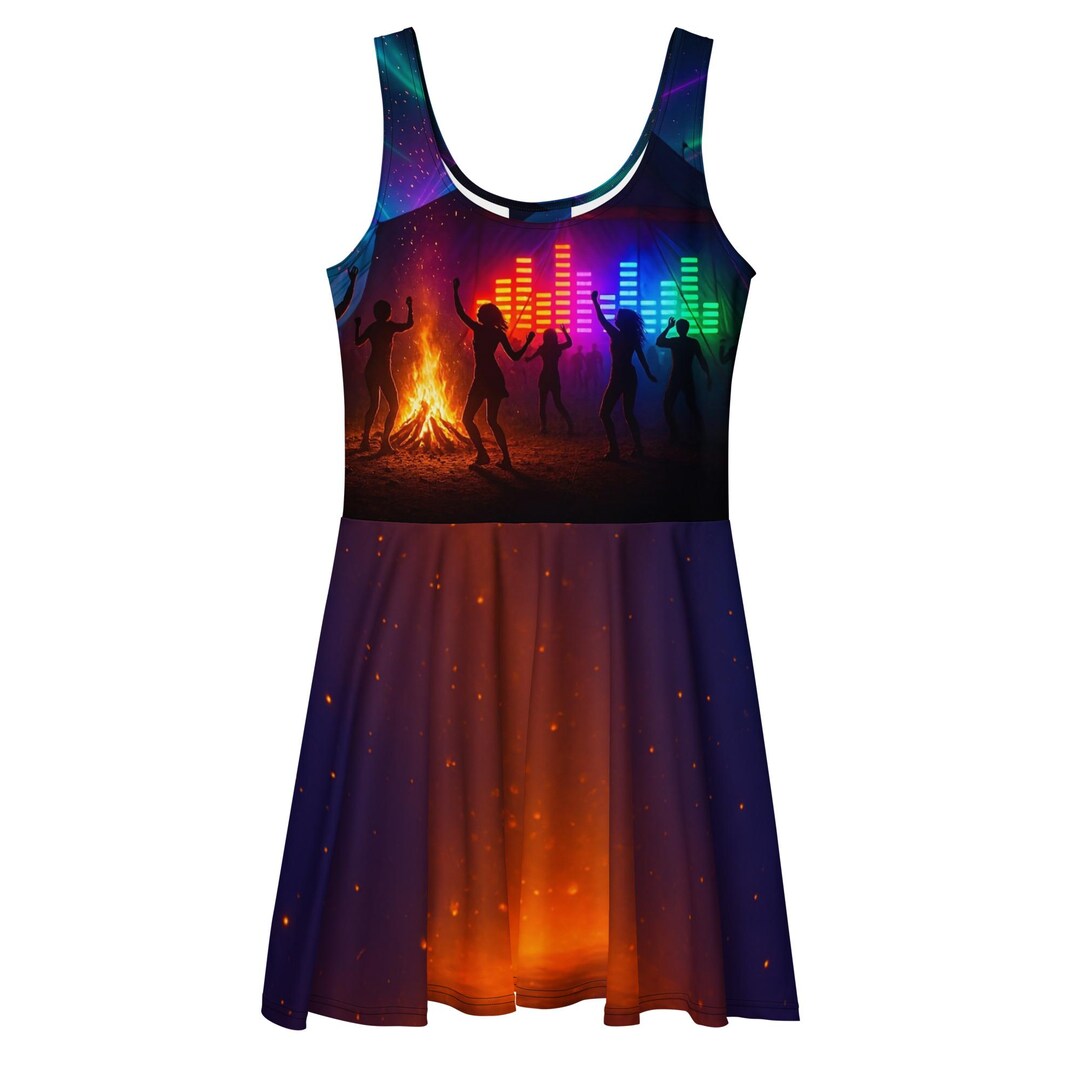 Neon Rave Party Dress – Festival Fire & Bass Equalizer Design - Etsy