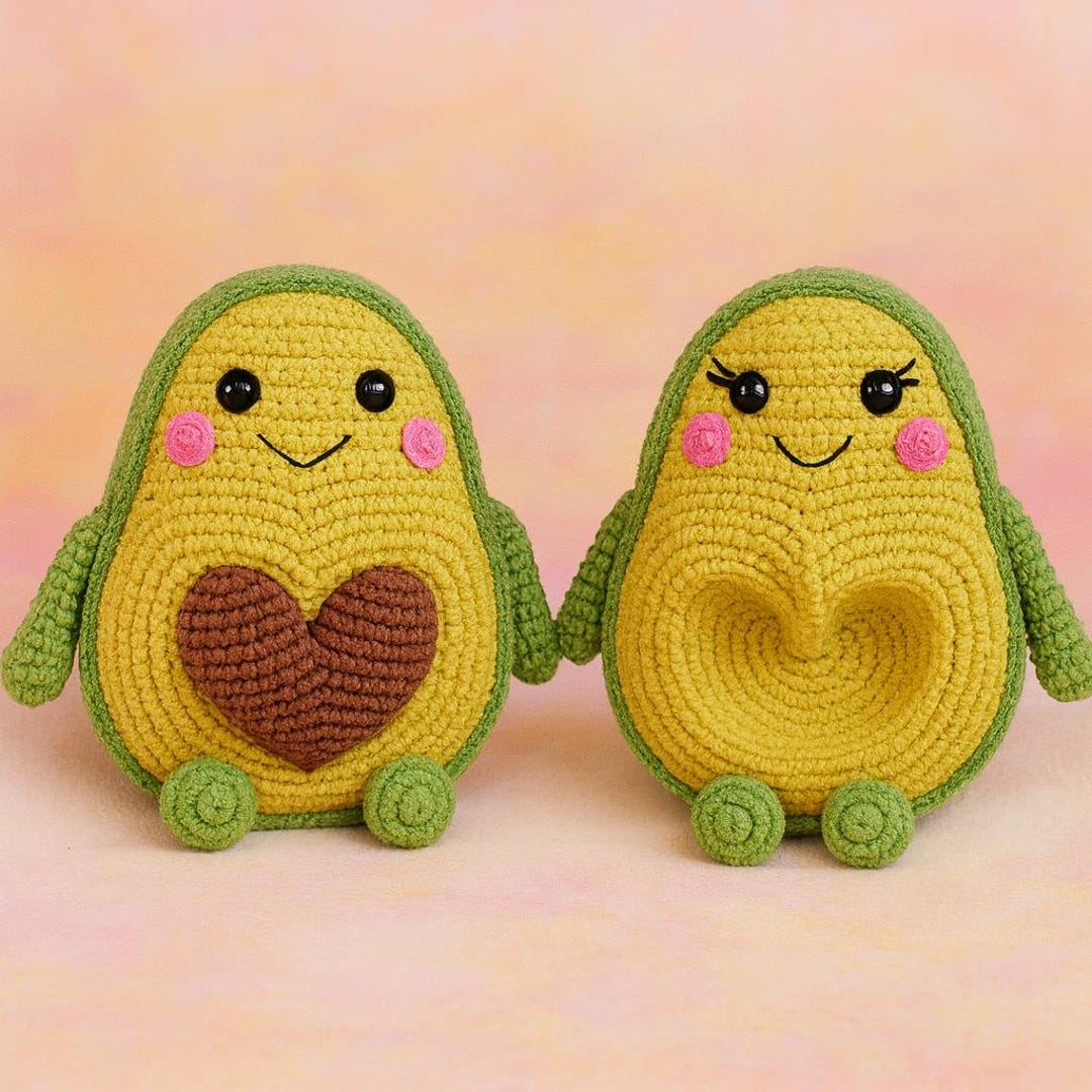 Avocado Couple Crochet Pattern | Amigurumi Valentine Plush (PDF) - Etsy