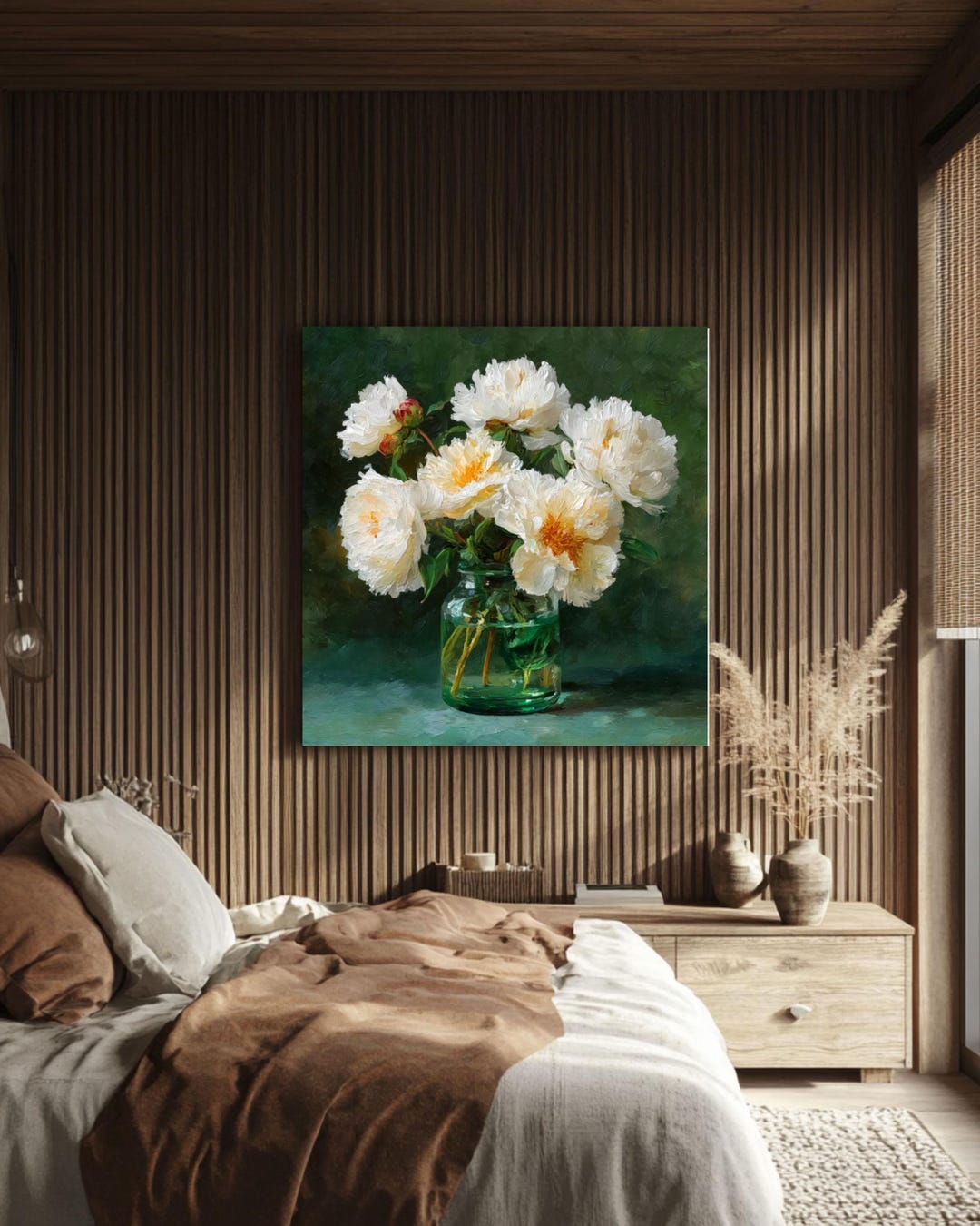 White Peonies Impressionist Art Print – Monet-style Floral Painting in ...