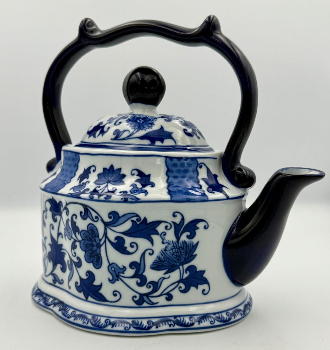 Vintage Bombay Company Ceramic Teapot: Blue and White Decor - Etsy