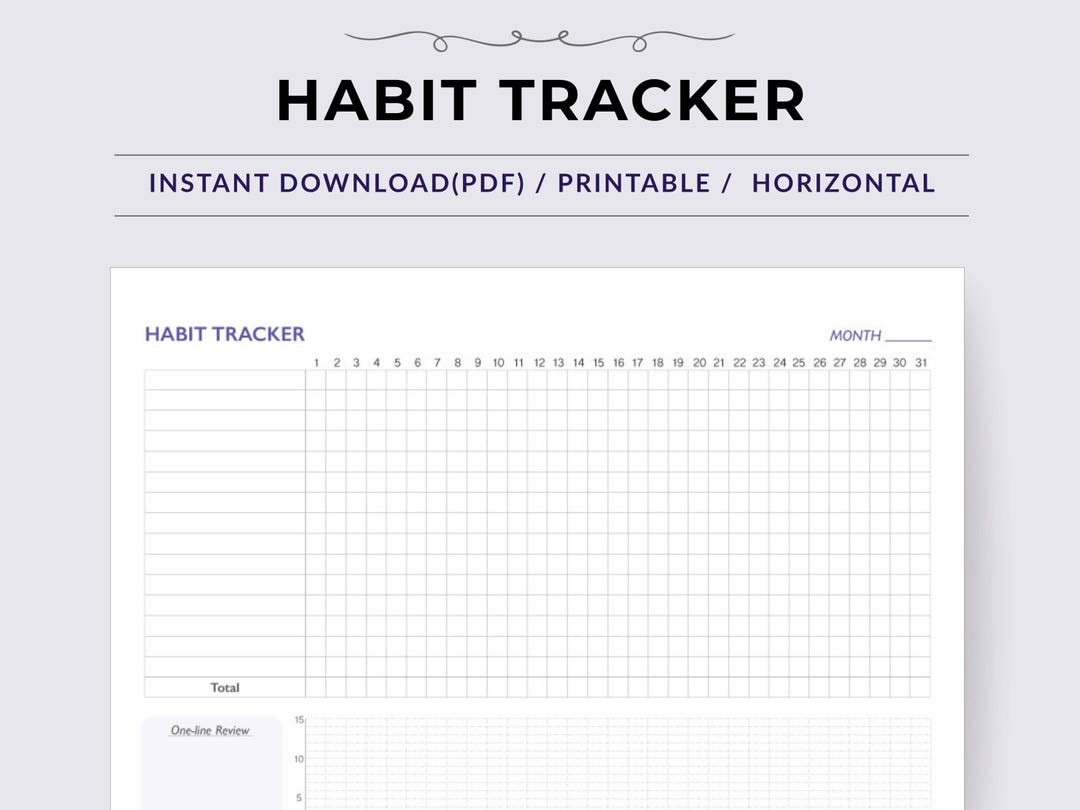 Printable Monthly Habit Tracker : A4 & Letter Size, Instant Download ...