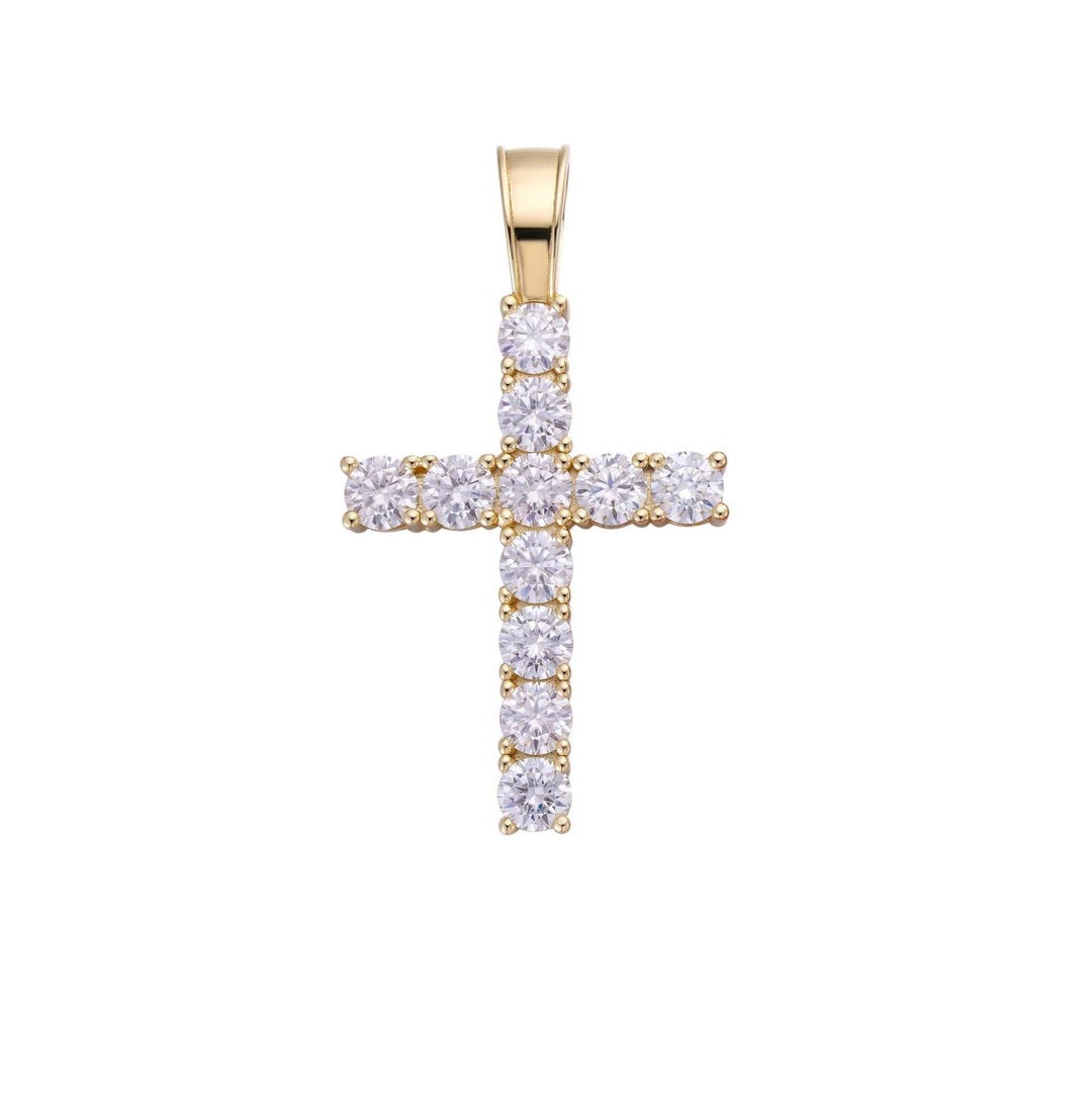 Moissanite Cross Pendant in 925 Sterling Silver VVS, Passes Diamond ...