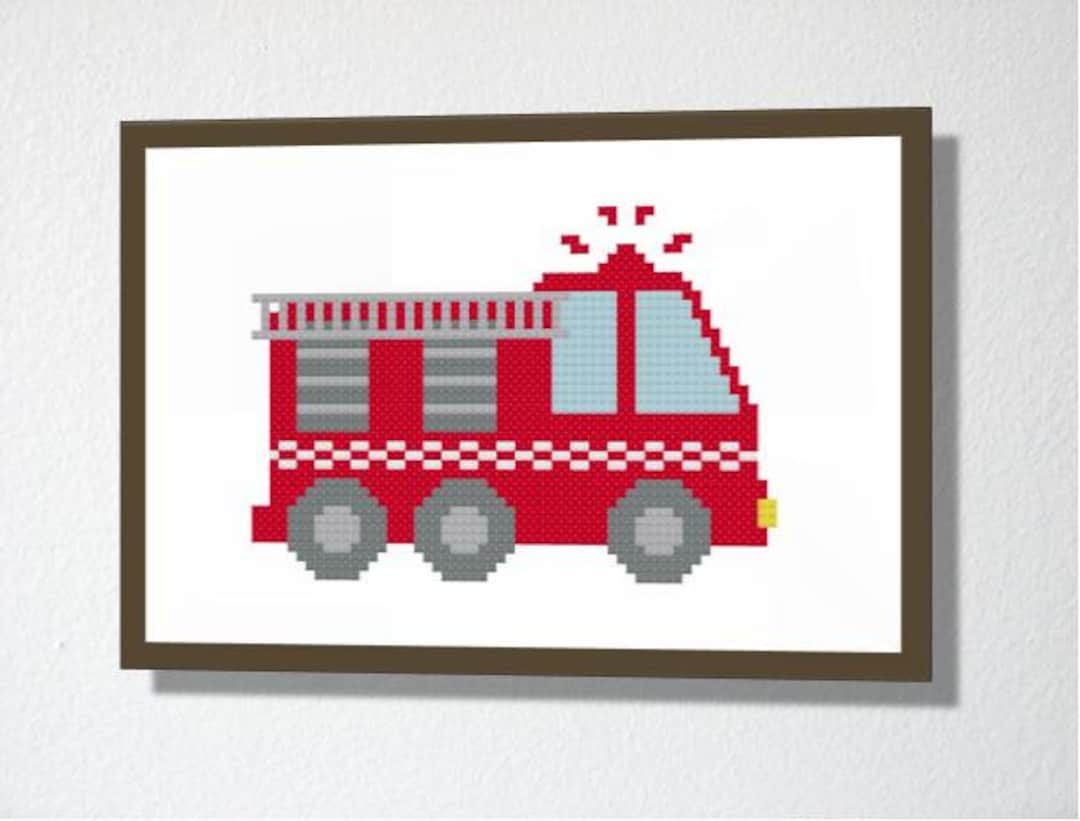 Counted Cross Stitch Pattern PDF. Instant Download. Cute Fire Engine ...