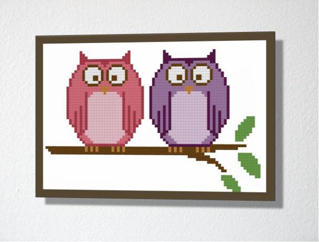 Counted Cross Stitch Pattern PDF. Instant Download. Cute Owls. Includes ...
